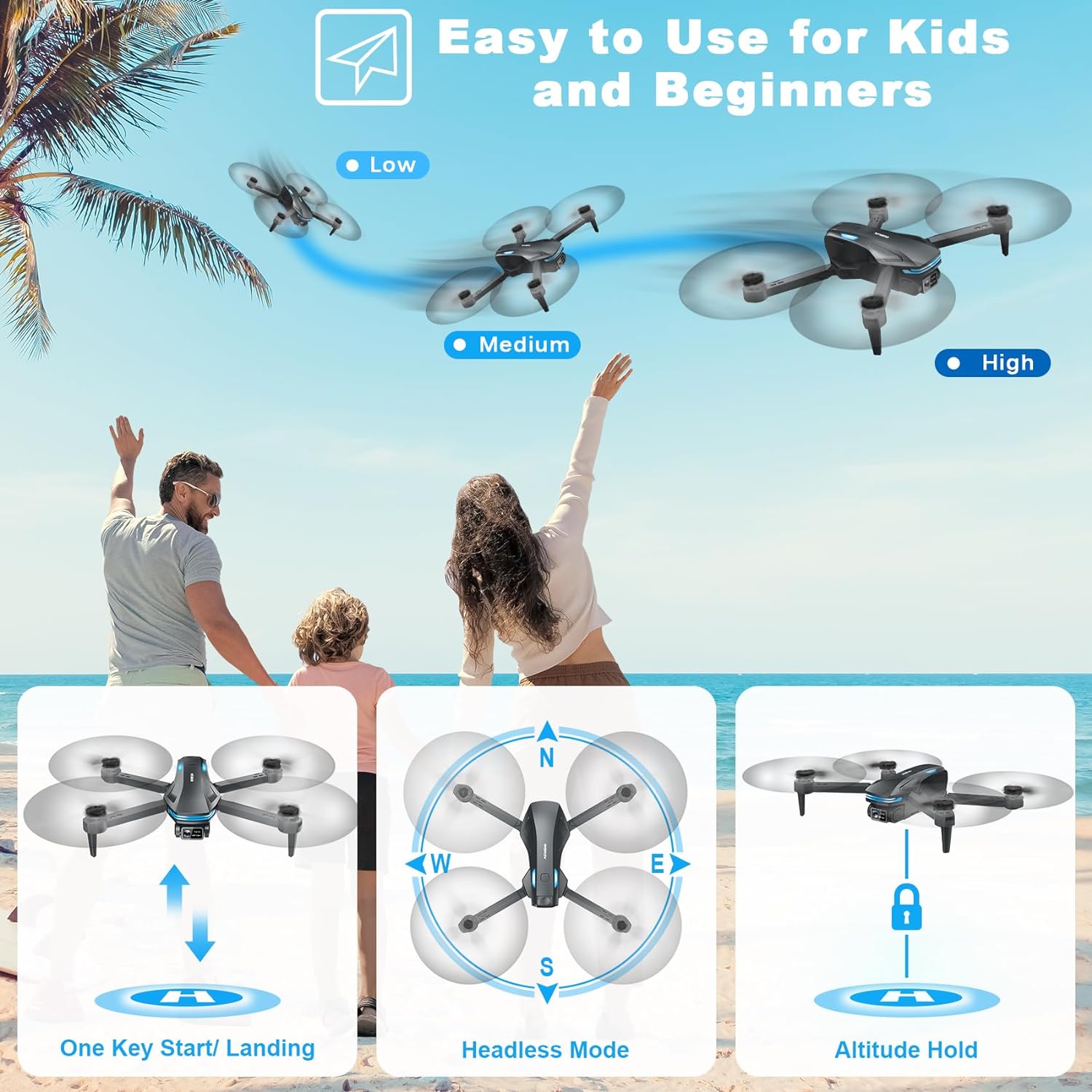 Loiley S29 Drone - 1080P FPV Drones for kids with Voice Control, Gestu ...