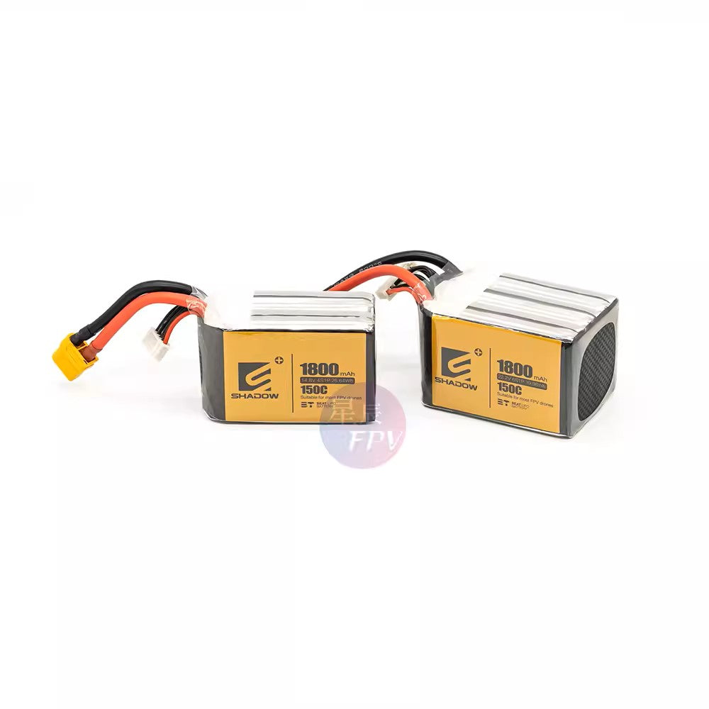 섀도우 1800mAh 150C 4S 14.8V 6S 22.2V, FPV 드론용 XT60 12AWG Lipo 배터리 포함 ...