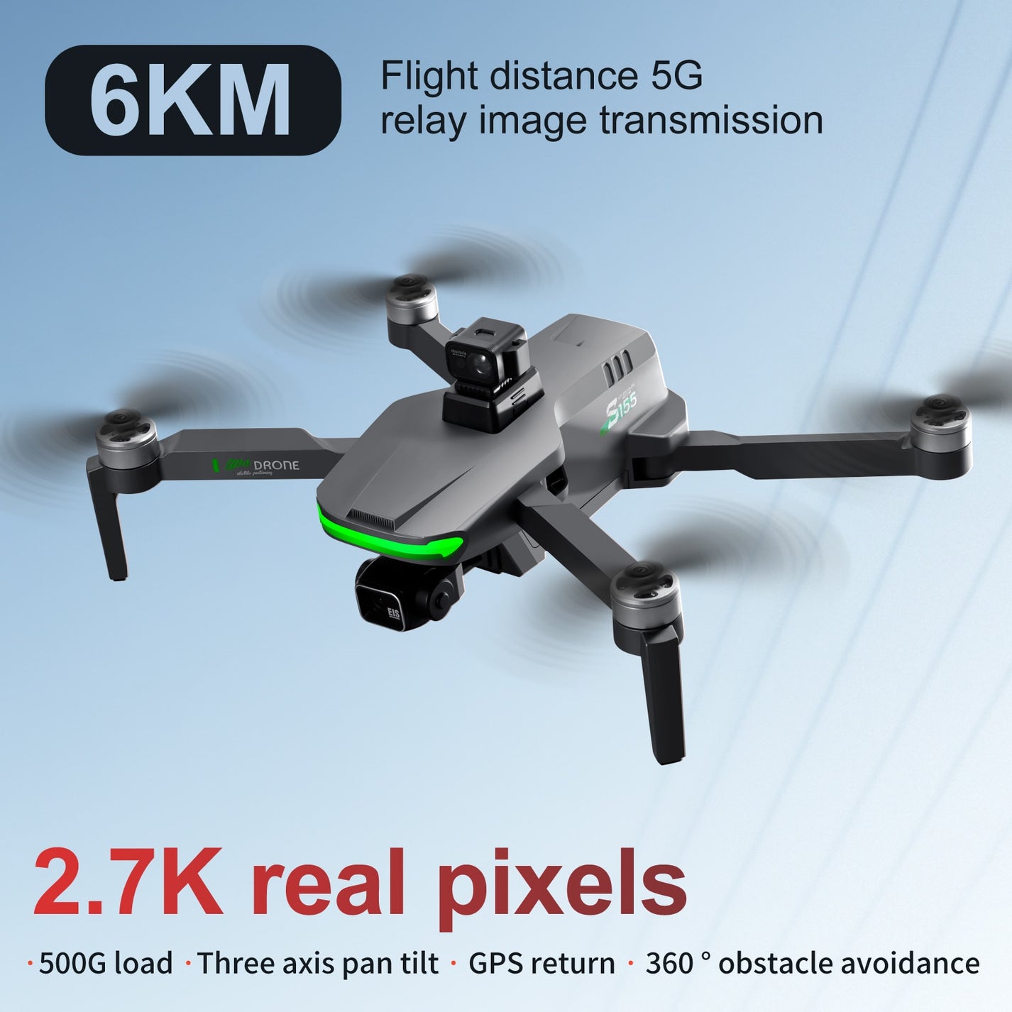 S155 Drone - GPS 2.5K HD Dual Camera With Obstacle Avoidance Helicopte ...