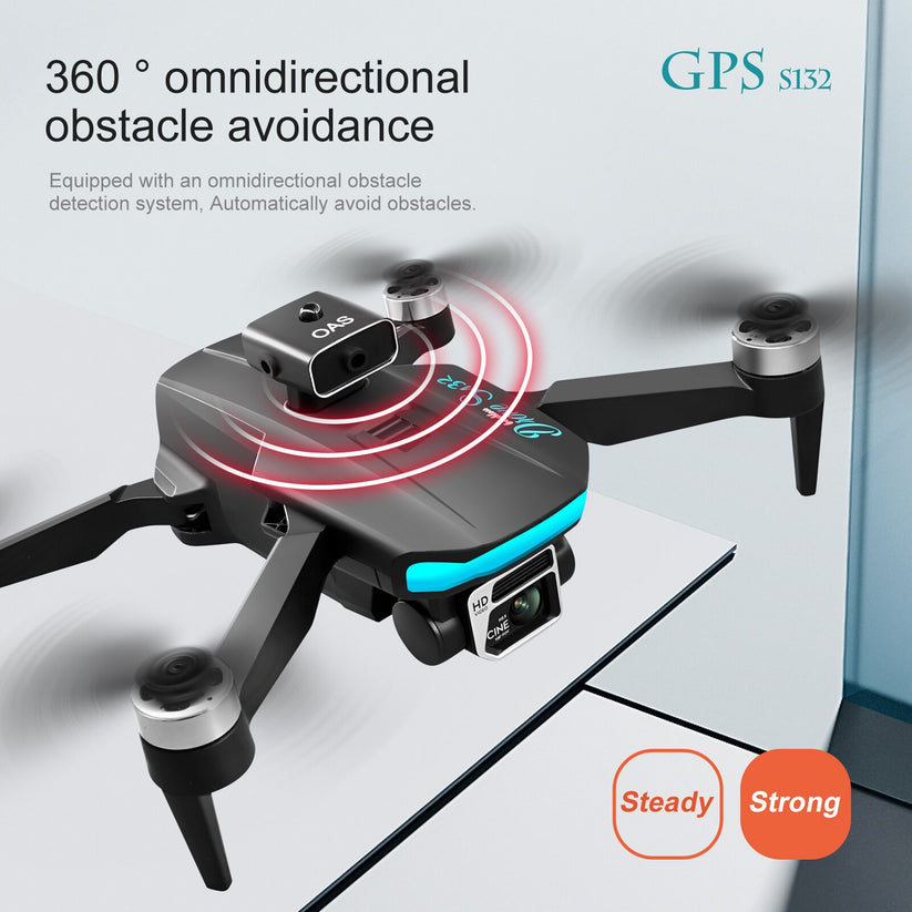 S132 Drone - 8K HD Dual Camera GPS Obstacle Avoidance Brushless Motor ...