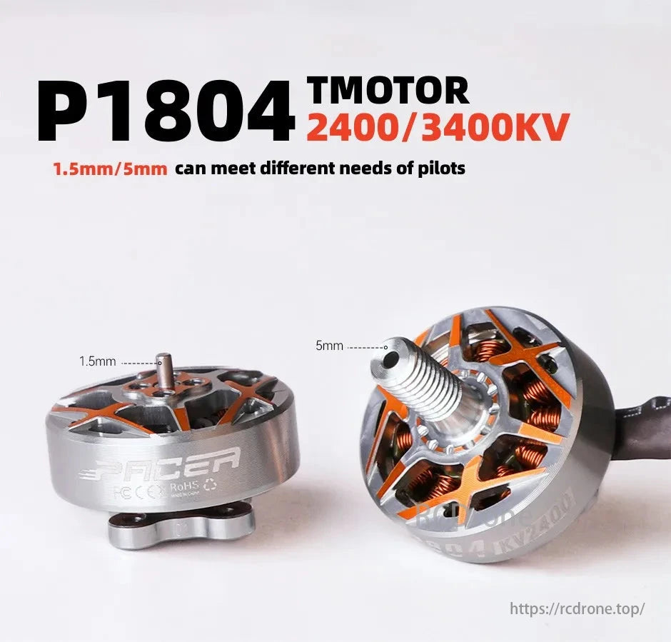 T-Motor P1804 2400KV 3400KV 3S 4S 브러시리스 모터 1.5mm/5mm 샤프트 3-4 인치 이쑤시개 자 – RCDrone