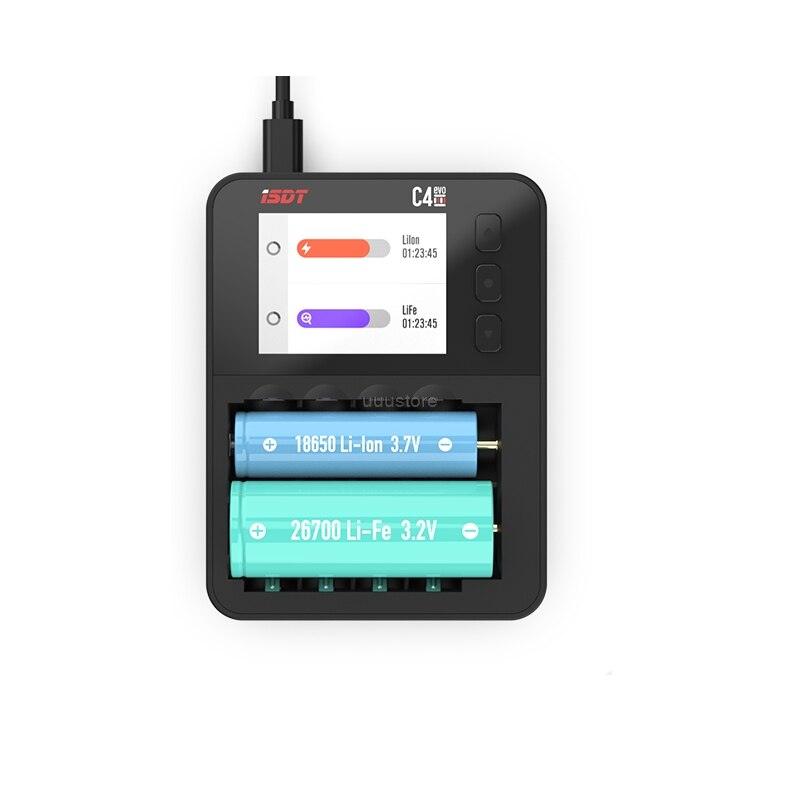ISDT C4 EVO 스마트 배터리 충전기 - IPS 디스플레이 화면 및 화재 예방 기능을 갖춘 AA AAA 리튬 이온 배터리 – RCDrone