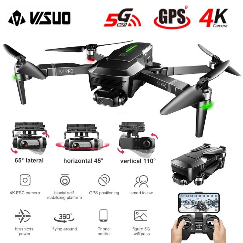 VISUO ZEN K1 PRO Drone - 4K HD Camera 2 Axis Gimbal WiFi FPV GPS 5G 60 ...