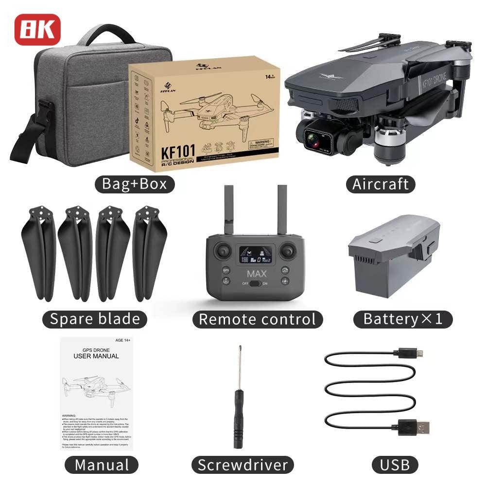 KF101 MAX 無人機 - 3000mAh 3KM GPS 3 軸雲台 4K 高清光流雙鏡頭 5G EIS 穩定器遙控四軸飛行器專業攝影 ...
